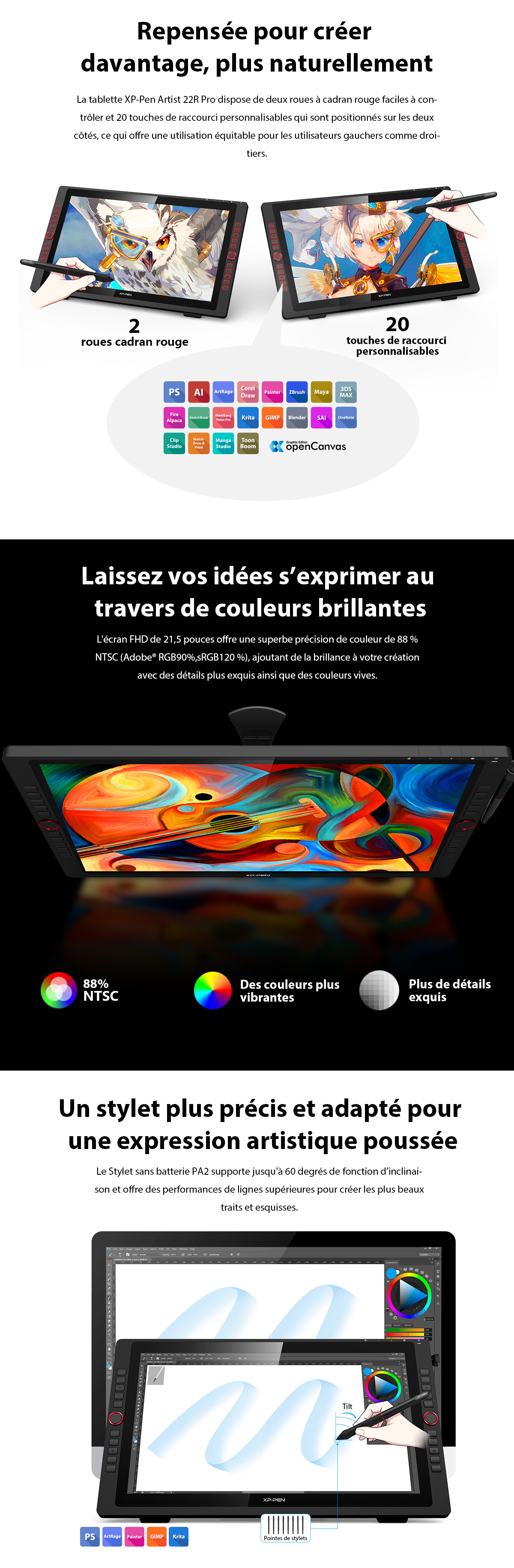 Tablette à Ecran - XP-PEN - Artist 22R Pro - 21,5 Pouces - Connexion ...